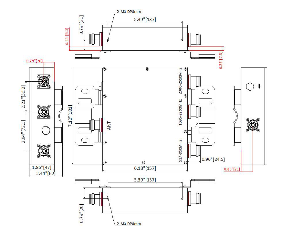 BK-421E-Triplexer 700+850/PCS+AWS/WCS+ BRS 250W 4.3-10