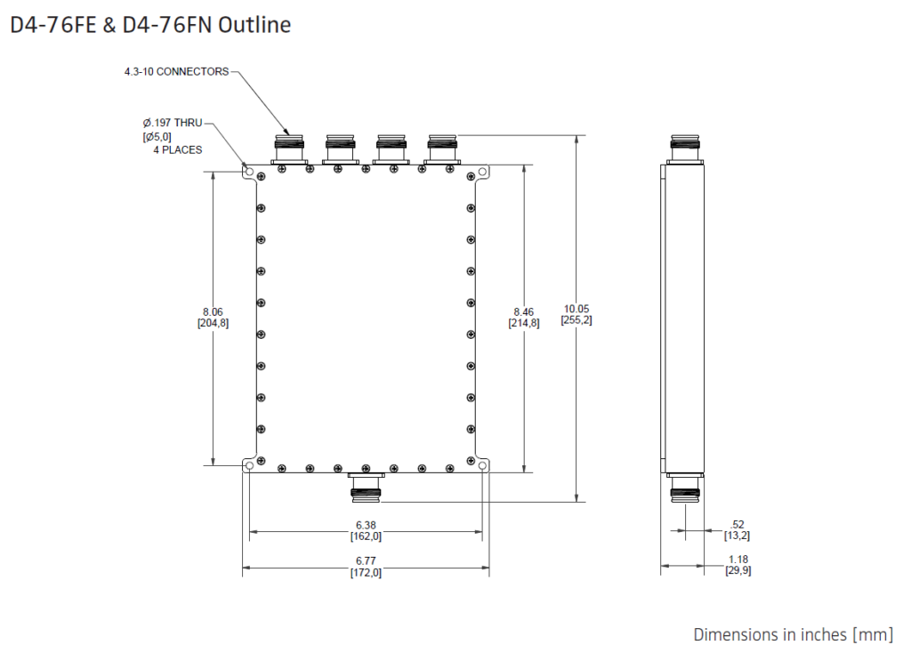 Microlab - D4-76FE - 4-way UWB In-line Splitter 4-3-10